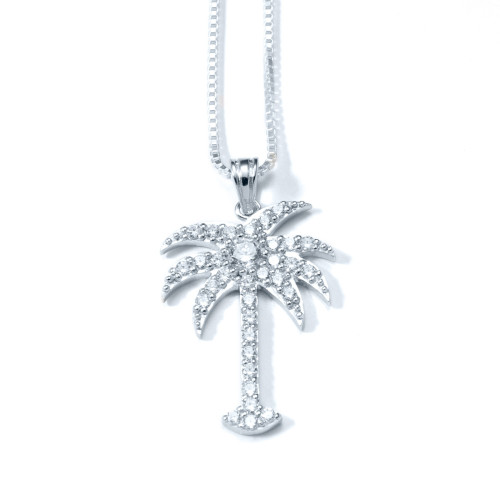 Radiant Palm Tree Necklace set in Sterling Silver
