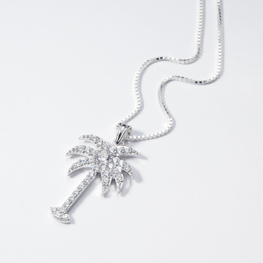 Radiant Palm Tree Necklace set in Sterling Silver