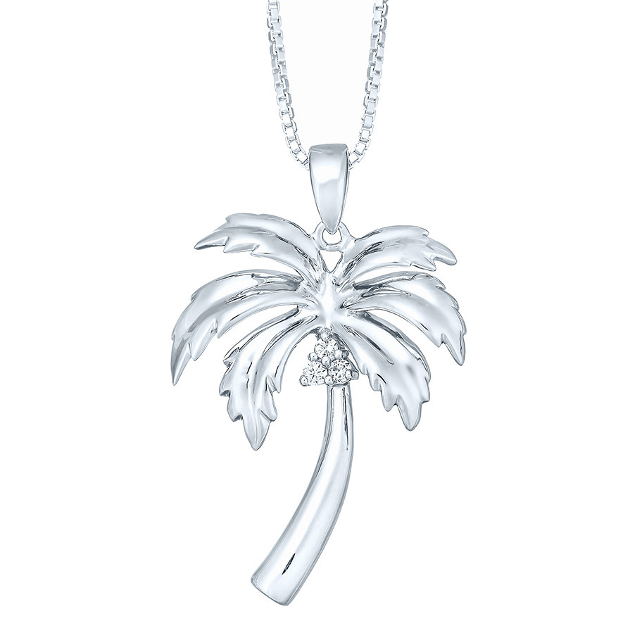 Sterling Silver Diamond Palm Tree Necklace - Landing Company
