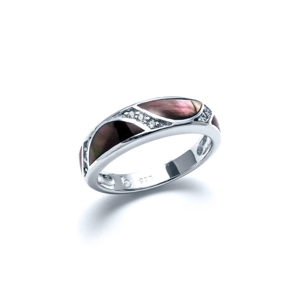 Dark Mother of Pearl Sunset Ring in Sterling Silver