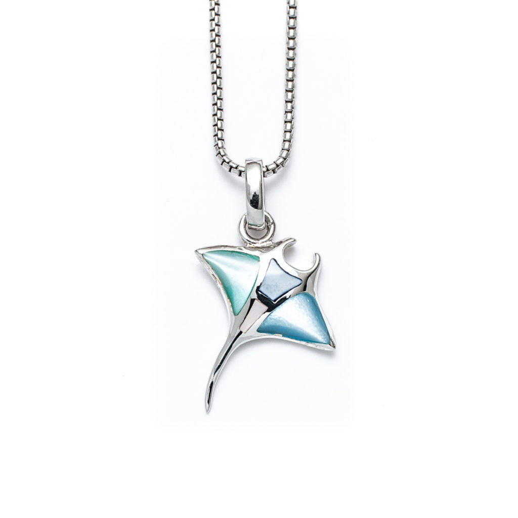 Capri Manta Ray Charm Necklace in Sterling Silver