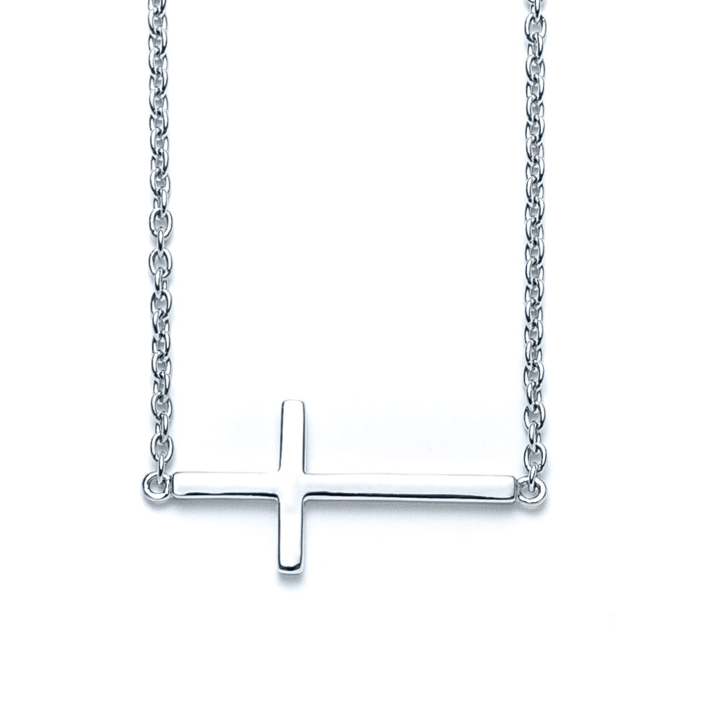 Sideways Cross Necklace in Sterling Silver - Landing Company