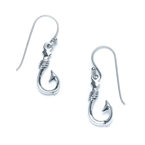 Island Fish Hook Earrings in Sterling Silver
