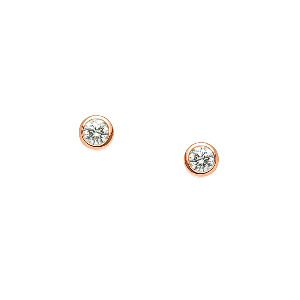 Small Round Diamond Rose Gold Stud Earrings - Landing Company