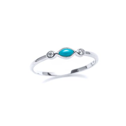 Marquise Turquoise and Diamond Ring in Sterling Silver