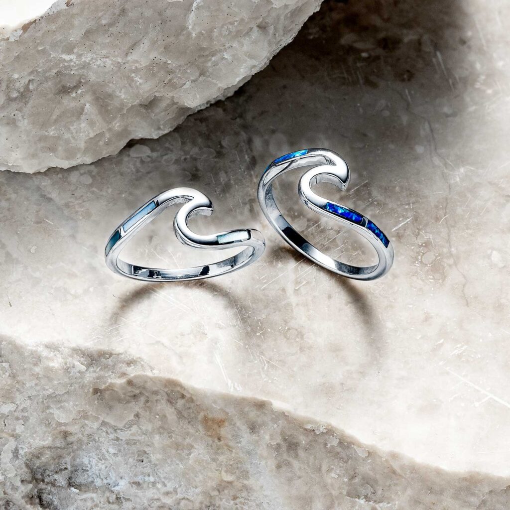 Blue Opal Wave Ring in Sterling Silver - Landing Company