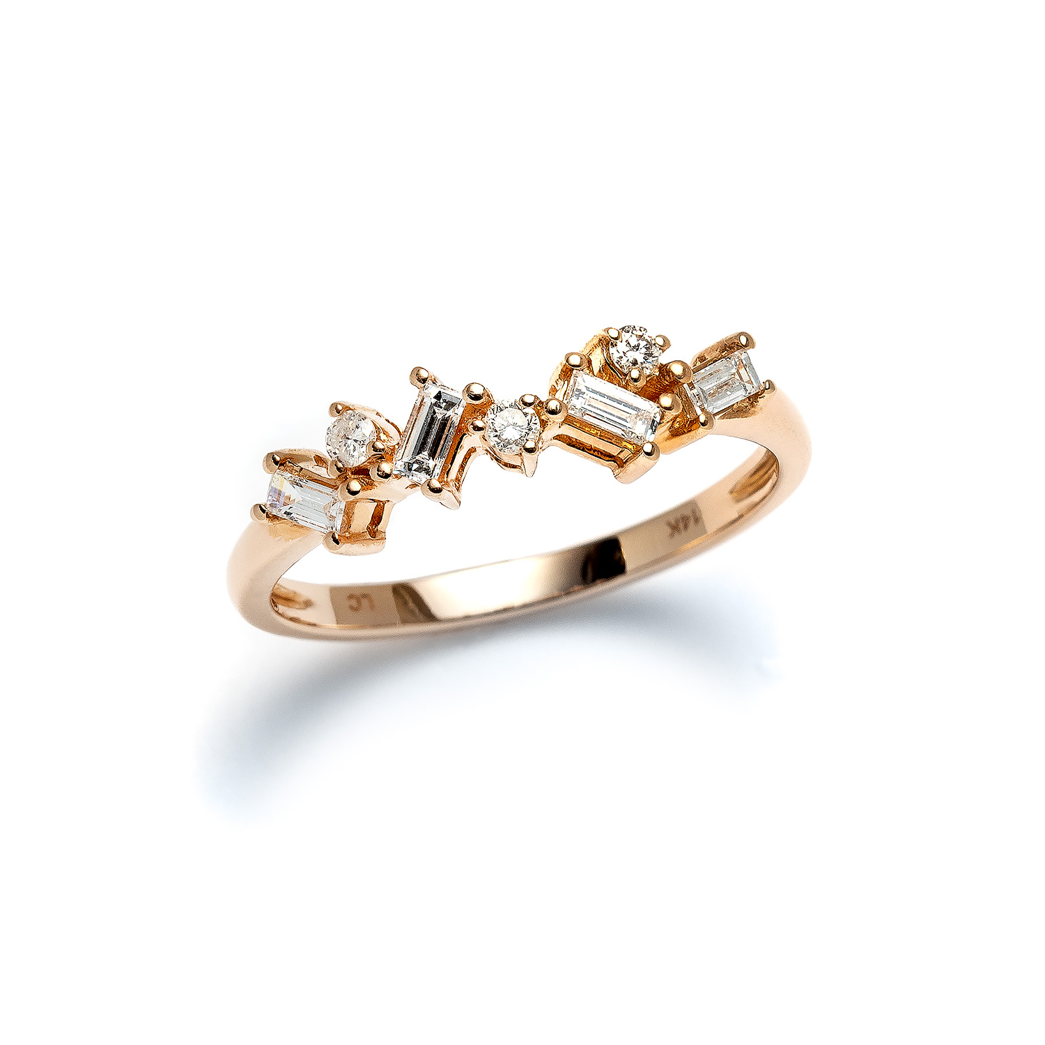 Baguette Cluster Rose Gold Diamond Ring | Landing Company